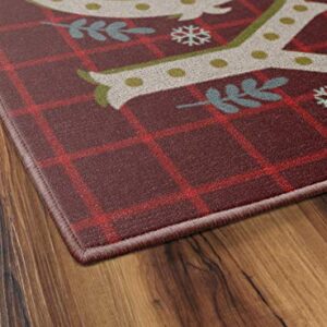 Brumlow MILLS Christmas Joy Washable Festive Slogan Print Indoor or Outdoor Holiday Rug for Living or Dining Room, Bedroom Carpet and Kitchen Runner Rug, 20" x 34", Burgundy