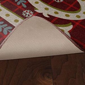 Brumlow MILLS Christmas Joy Washable Festive Slogan Print Indoor or Outdoor Holiday Rug for Living or Dining Room, Bedroom Carpet and Kitchen Runner Rug, 20" x 34", Burgundy