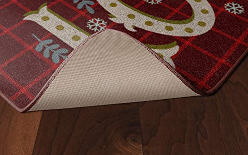 Brumlow MILLS Christmas Joy Washable Festive Slogan Print Indoor or Outdoor Holiday Rug for Living or Dining Room, Bedroom Carpet and Kitchen Runner Rug, 20" x 34", Burgundy