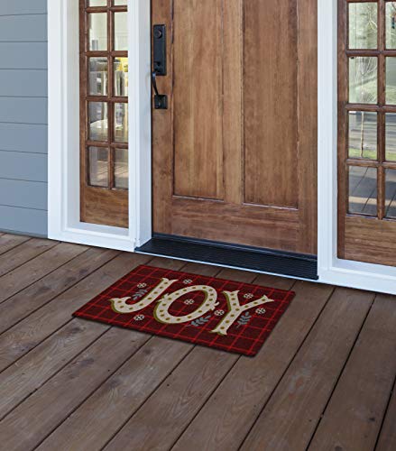 Brumlow MILLS Christmas Joy Washable Festive Slogan Print Indoor or Outdoor Holiday Rug for Living or Dining Room, Bedroom Carpet and Kitchen Runner Rug, 20" x 34", Burgundy