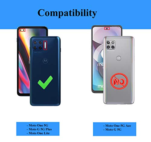 Androgate Compatible with Moto One 5G Case, Motorola One 5G UW Case, with Tempered Glass Screen Protectors, Military-Grade Metal Ring Kickstand 18ft Drop Tested Shockproof Cover Case, Blue