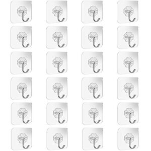 adhesive wall hooks bathroom kitchen 24 packs heavy duty 22lb(max) nail free sticky hangers with stainless hooks utility towel bath ceiling hooks