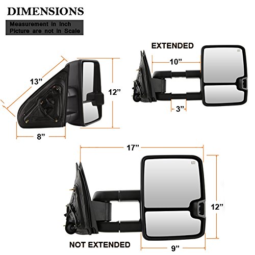 AKKON - For 14-20 Chevy Silverado Smoke Extendable Towing Power Heated Function Side Mirrors Left + Right Pair