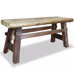 festnight rustic bench reclaimed wood seat dining table bench home handmade entryway living room kitchen furniture 39.4 x 11 x 16.9 inches (w x d x h)