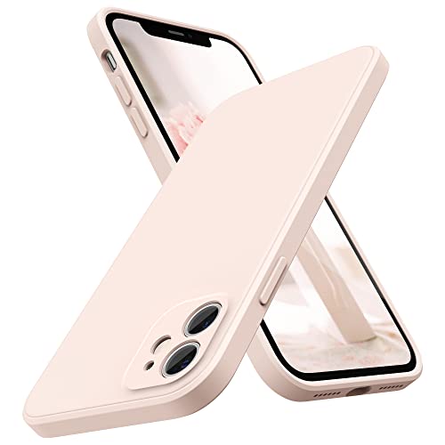 SURPHY Square Design for iPhone 11 Case with Camera Protection, Straight Edge Slim Design, Liquid Silicone Phone Case for iPhone 11 6.1 inches, Light Pink