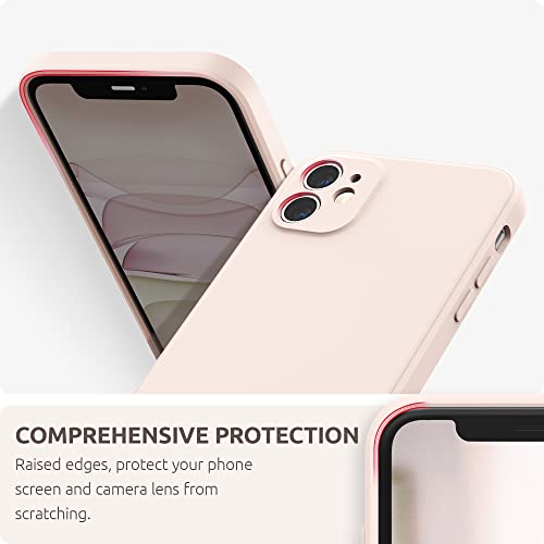 SURPHY Square Design for iPhone 11 Case with Camera Protection, Straight Edge Slim Design, Liquid Silicone Phone Case for iPhone 11 6.1 inches, Light Pink