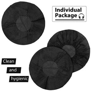 100 Pieces Headphone Ear Covers Disposable Earphone Overs Sanitary Non-Woven Stretch Earpad Covers Earcup Covers Fit for Most on Ear Headphones (Black,11 cm)