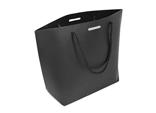 HUAPRINT Gift Bags with Handles,Party Favor Bags with Bow Ribbon,12Pcs Black Paper Bags for Birthday Wedding Bridesmaid Present Celebration Holiday