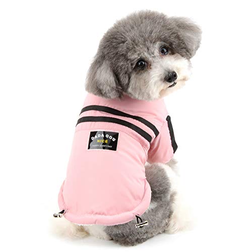 Zunea Dog Winter Coat Fleece Lined Warm Puppy Clothes Soft Sweatshirt Snowsuit Chihuahua Jacket Coat Cold Weather Thick Shirt Pet Apparel for Small Dogs Girl Boy Pink L