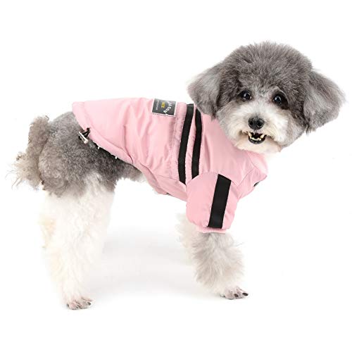 Zunea Dog Winter Coat Fleece Lined Warm Puppy Clothes Soft Sweatshirt Snowsuit Chihuahua Jacket Coat Cold Weather Thick Shirt Pet Apparel for Small Dogs Girl Boy Pink L