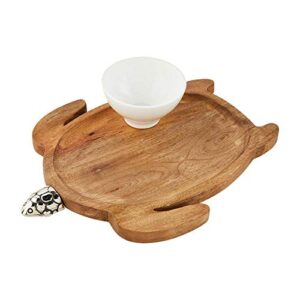 Mud Pie Turtle Wood Tray and Dip Bowl Set