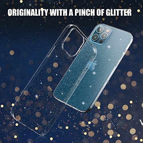 ABenkle Compatible with iPhone 12 and 12 Pro Case, Slim Fit Hybrid Glitter Bling Sparkly Case for Women Shockproof Protective Flexible Bumper Cover for iPhone 12/12 Pro 6.1-Inch 2020, Clear Glitter