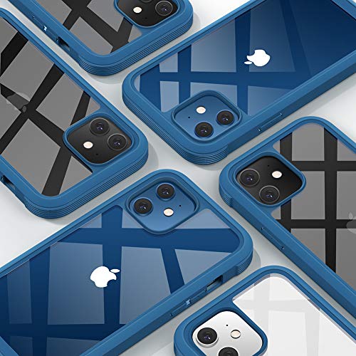 Diaclara Designed for iPhone 12 Mini Case, Full Body Rugged Case with Built-in Touch Sensitive Anti-Scratch Screen Protector, Soft TPU Bumper Case for iPhone 12 Mini 5.4" (Blue and Clear)