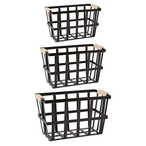 DII Urban Metal Basket Contemporary Storage Container, Black, Basket Set, 3 Piece