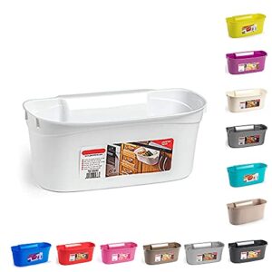 plastific kitchen over cabinet drawer door basket hanging attach a trash waste bin box heavy-duty rubbish bin for kitchen cabinet bathroom car office etc (1d-white)