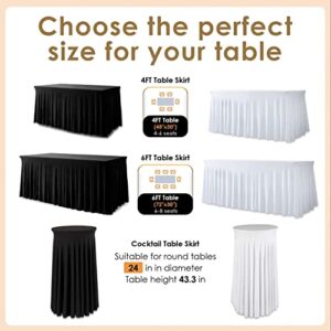 Your Magic Moment Spandex Table Skirts for Rectangle Tables 6ft and Fitted Table Cover 1 Piece, Wrinkle Resistant Tablecloth with Skirt, Spandex Table Cover and Black Table Skirt