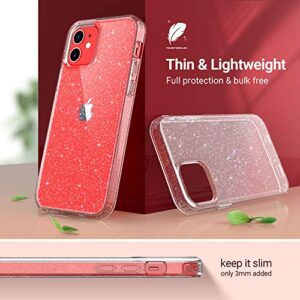 ULAK Compatible with iPhone 12 Mini Case Clear Glitter, Bling Sparkle Protective Phone Case Designed for Women Girls, Hybrid Anti-Scratch Shockproof Cover for iPhone Mini 5.4 inch 2020,Glitter Clear