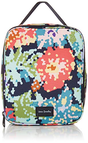 Vera Bradley Women's Recycled Lighten Up ReActive Lunch Bunch Lunch Bag, Happy Blooms Cross-Stitch, One Size