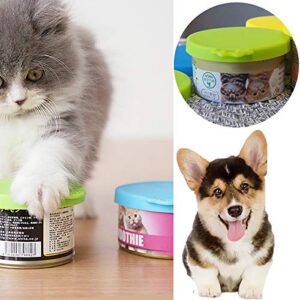 WOHENI Can Lids, Pet Food Can Cover, Universal Silicone Cat Dog Food Can Lids 1 Fit 3 Standard Size Can Tops, Fits Most Standard Size Dog and Cat Can Tops (Green+Blue+Spoons)