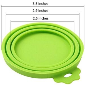 WOHENI Can Lids, Pet Food Can Cover, Universal Silicone Cat Dog Food Can Lids 1 Fit 3 Standard Size Can Tops, Fits Most Standard Size Dog and Cat Can Tops (Green+Blue+Spoons)