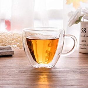 EASICOZI Heart Shaped Double Walled Insulated Glass Coffee Mugs or Aesthetic Tea Cups, Double Wall Glass 8 oz, Clear