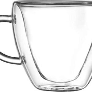 EASICOZI Heart Shaped Double Walled Insulated Glass Coffee Mugs or Aesthetic Tea Cups, Double Wall Glass 8 oz, Clear