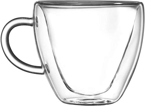 EASICOZI Heart Shaped Double Walled Insulated Glass Coffee Mugs or Aesthetic Tea Cups, Double Wall Glass 8 oz, Clear