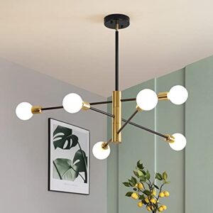 deyidn sputnik chandelier mid century modern industrial e26 pendant lighting chandeliers ceiling light fixture black and gold light for living room,kitchen,bedroom,dining room and farmhouse