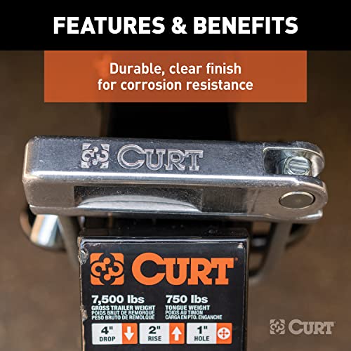 CURT 22325 No-Tool Anti-Rattle Hitch Clamp Tightener for 2-Inch Receiver, Hollow or Solid Shanks