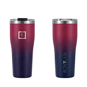 IRON °FLASK Insulated Rover Tumbler w/Lid & Straw - 24 Oz Leak Proof & Stainless Steel Bottle for Hot & Cold Drinks - Coffee Travel Mug, Water Metal Canteen, Thermal Cup - Dark Rainbow