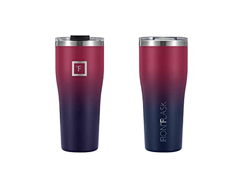 IRON °FLASK Insulated Rover Tumbler w/Lid & Straw - 24 Oz Leak Proof & Stainless Steel Bottle for Hot & Cold Drinks - Coffee Travel Mug, Water Metal Canteen, Thermal Cup - Dark Rainbow