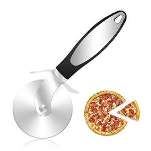 kufung pizza cutter wheel, super sharp pizza slicer with non slip handle for pizza, pies, waffles and dough cookies, easy to use and clean (silver, 8.3 inch)