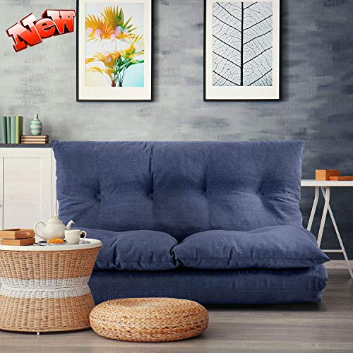 DANGRUUT Upgraded Version Adjustable Floor Couch Floor Sofa Bed with 5 Adjustable Reclining Position, Foldable Japanese Floor Futon, Lazy Lounge Couch for Living Room, Bedroom (Navy)