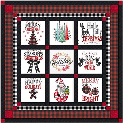 Material Maven Quilt Kit It's A Buffalo Check Christmas/Pre Cut Ready to Sew/Finished Embroidery