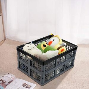 Leendines 32 Liter Foldable Storage Basket, Plastic Collapsible Crate, 3 Packs