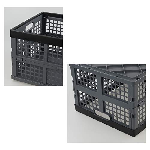 Leendines 32 Liter Foldable Storage Basket, Plastic Collapsible Crate, 3 Packs