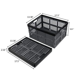 Leendines 32 Liter Foldable Storage Basket, Plastic Collapsible Crate, 3 Packs