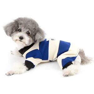 Ranphy Stripe Pet Dog Clothes Pajamas Daisy Coat Jumpsuit Soft Cotton Pjs Puppy Sweater Shirt Doggie Warm Knitted Onesie Outfit Sleeping Rompers Pet Apparel Blue XXL