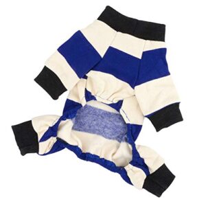 Ranphy Stripe Pet Dog Clothes Pajamas Daisy Coat Jumpsuit Soft Cotton Pjs Puppy Sweater Shirt Doggie Warm Knitted Onesie Outfit Sleeping Rompers Pet Apparel Blue XXL