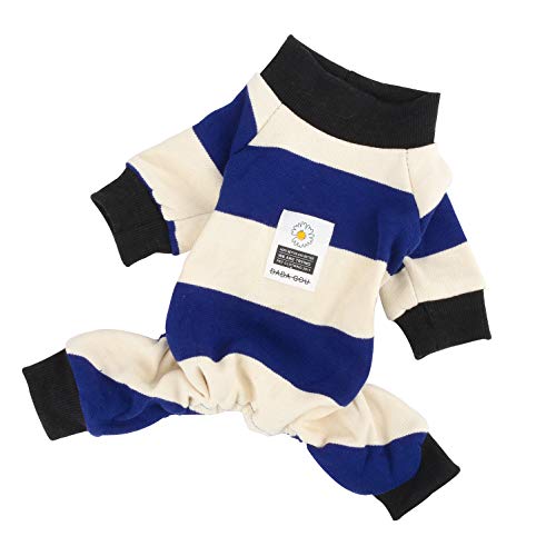 Ranphy Stripe Pet Dog Clothes Pajamas Daisy Coat Jumpsuit Soft Cotton Pjs Puppy Sweater Shirt Doggie Warm Knitted Onesie Outfit Sleeping Rompers Pet Apparel Blue XXL