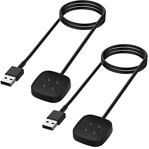 Charger for Fitbit Versa 4/Versa 3/Sense 2/Sense, Replacement Charging Cable Cord Magnetic Dock Stand for Fitbit Sense 1/2, Versa 3/4 Smartwatch [2Pack, 1m/3.3ft]