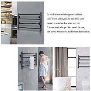 JSLOVE Towel Warmer Wall Mounted Heated Towel Racks for Bathroom, Stainless Steel Hot Towel Rack with Timer (4 Bars Black)