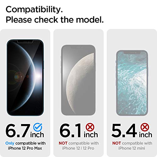 Spigen Tempered Glass Screen Protector [GlasTR EZ FIT- Privacy] Designed for iPhone 12 Pro Max - 2 Pack