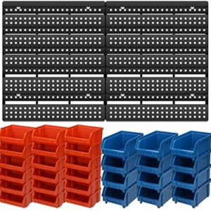 30 Bins Wall Mounted Storage Bin Parts Rack, Wall Mounted Screw Organizer Tool Container for Nuts, Bolts, Screws, Nails, Beads, Buttons, Other Small Parts