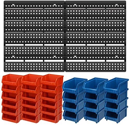 30 Bins Wall Mounted Storage Bin Parts Rack, Wall Mounted Screw Organizer Tool Container for Nuts, Bolts, Screws, Nails, Beads, Buttons, Other Small Parts