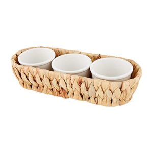 mud pie dip bowls in water hyacinth, 2 3/4" x 9 3/4", brown