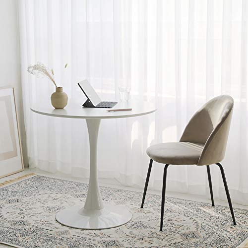 Roomnhome Self-Assembly ∅39'' Round Table, Sturdy décor Table with a Combination of Iron Frame and 0.7'' Thickness MDF + scatchproof HPL top, Home and Kitchen White Round Table