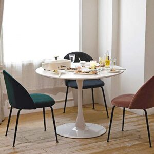 Roomnhome Self-Assembly ∅39'' Round Table, Sturdy décor Table with a Combination of Iron Frame and 0.7'' Thickness MDF + scatchproof HPL top, Home and Kitchen White Round Table