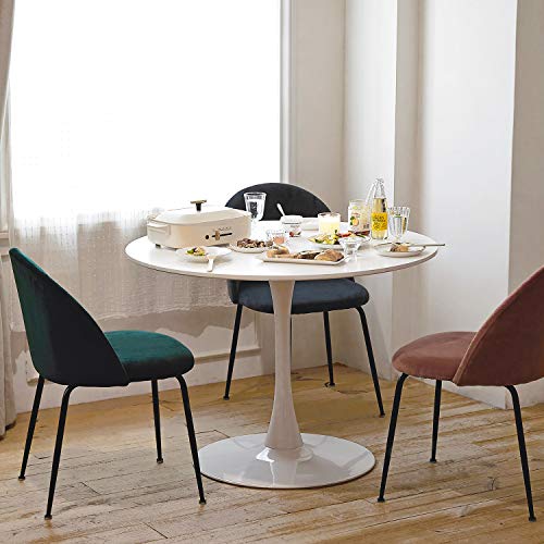 Roomnhome Self-Assembly ∅39'' Round Table, Sturdy décor Table with a Combination of Iron Frame and 0.7'' Thickness MDF + scatchproof HPL top, Home and Kitchen White Round Table