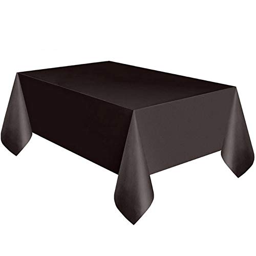 6-Pack Plastic Tablecloth Disposable Rectangle Table Covers 54 Inch. x 72 Inch. Rectangle Table Cover Decorative Fabric Table Cover for Dining Table, Buffet Parties and Camping (Black)